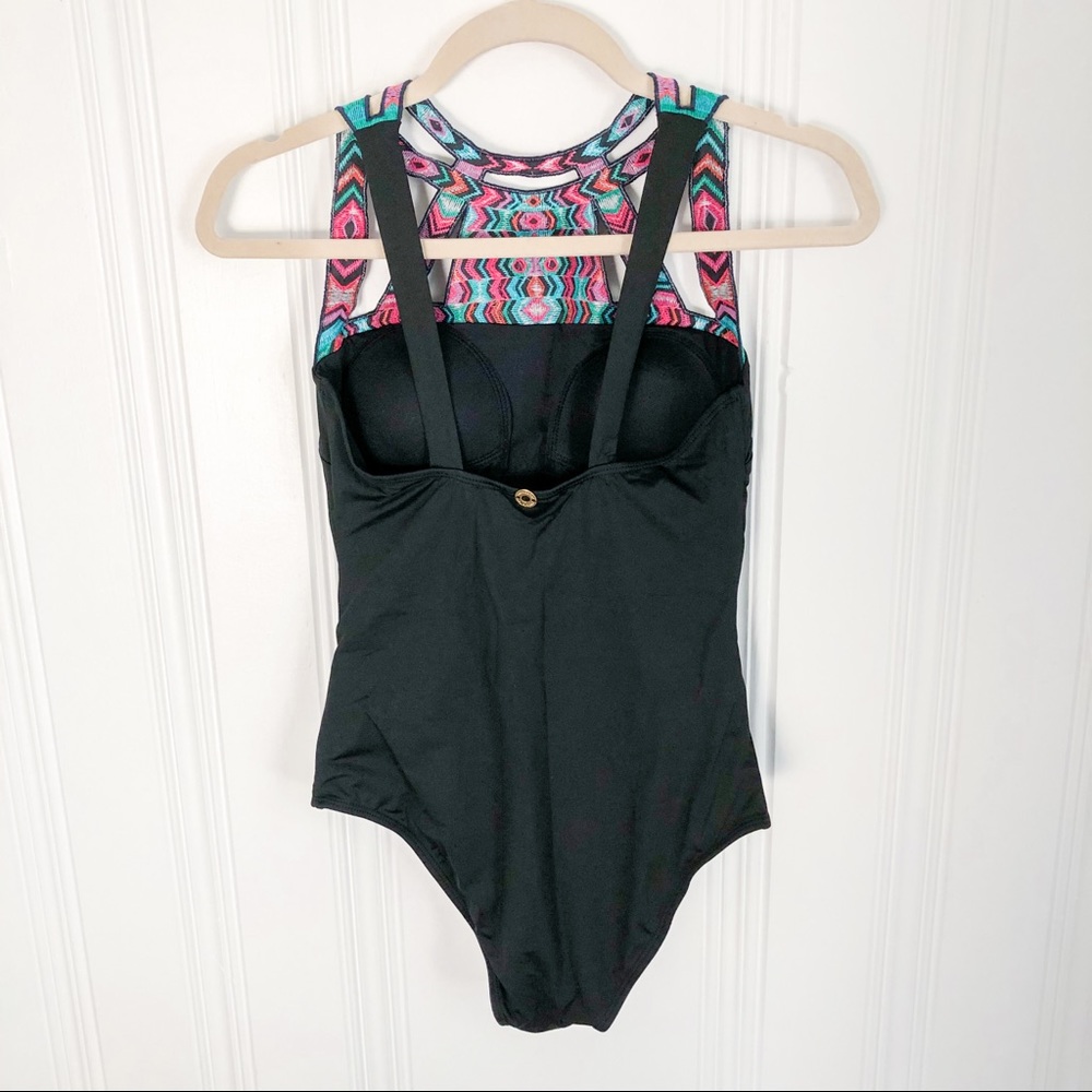 Ondademar Black One-Piece Embroidered Bathing Suit - Gem